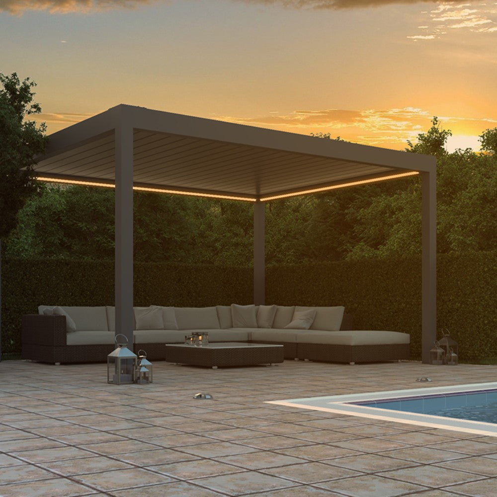 Deponti Pinela Aluminium Motorised Pergola — Woodlark Garden Luxury