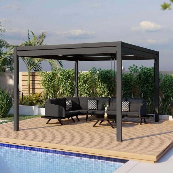 Maze Como LED Pergola (Price Inclusive of 4x Blinds) - 3mx3m, 3mx4m, 4 ...